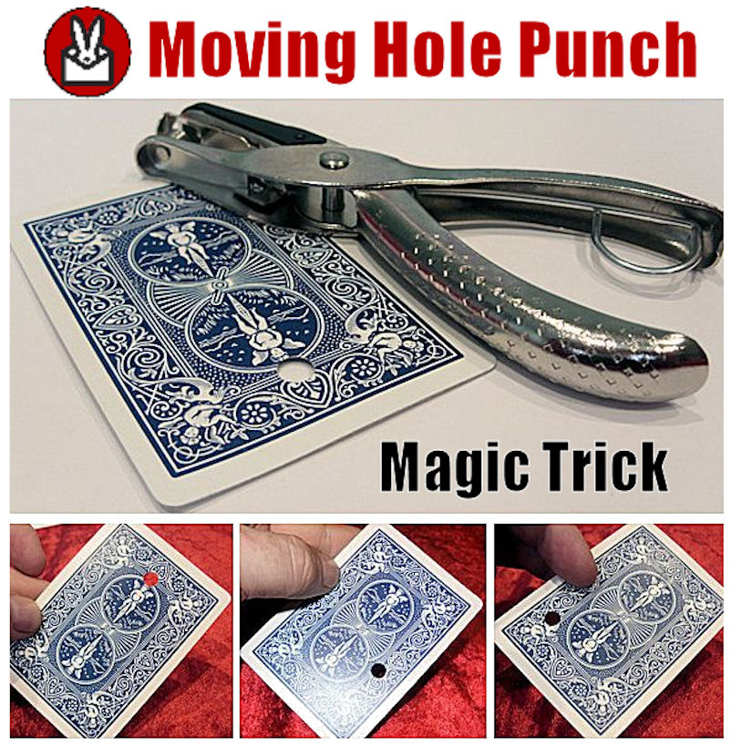 HOLLOW GIMMICK PLAYING CARD & METAL PUNCH MAGIC HOLE MOVING MOVE TRICK SEE VIDEO | eBay