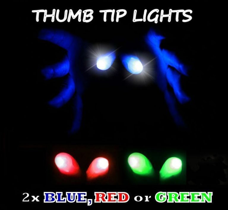 2x LIGHT UP THUMB FINGER TIP MAGIC TRICK THUMBTIP TWO IN RED GREEN ...